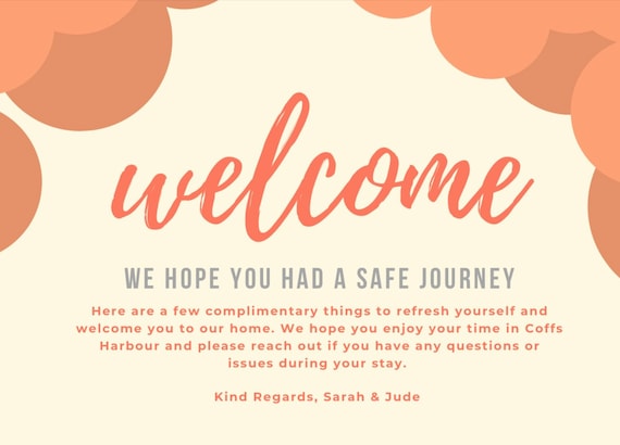 Airbnb Welcome Letter - Etsy