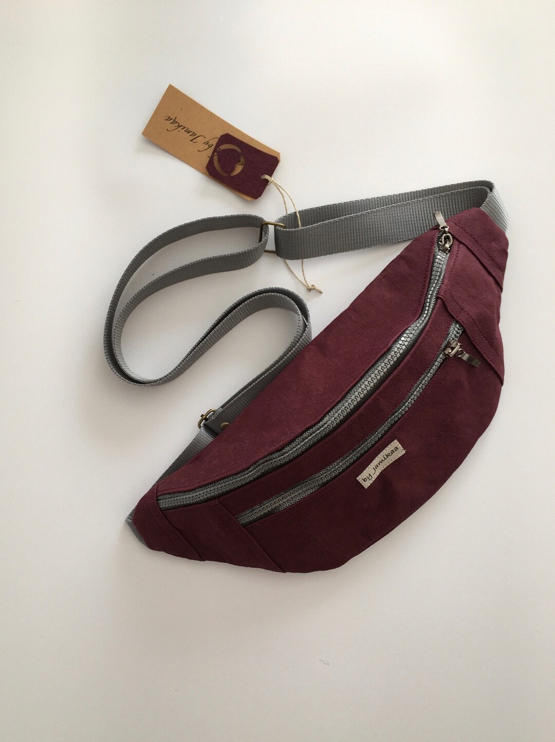 Fanny Pack "burgundy", Snappap, Urban Crossbody, Washable Paper Bag, - Etsy
