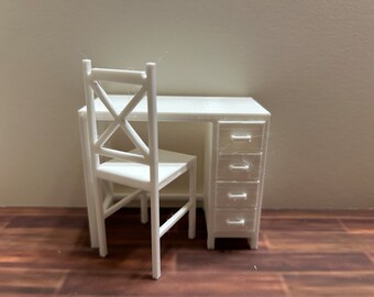 Vintage Leather Top Desk and Chair 1:12 Scale Dollhouse Miniature - Etsy