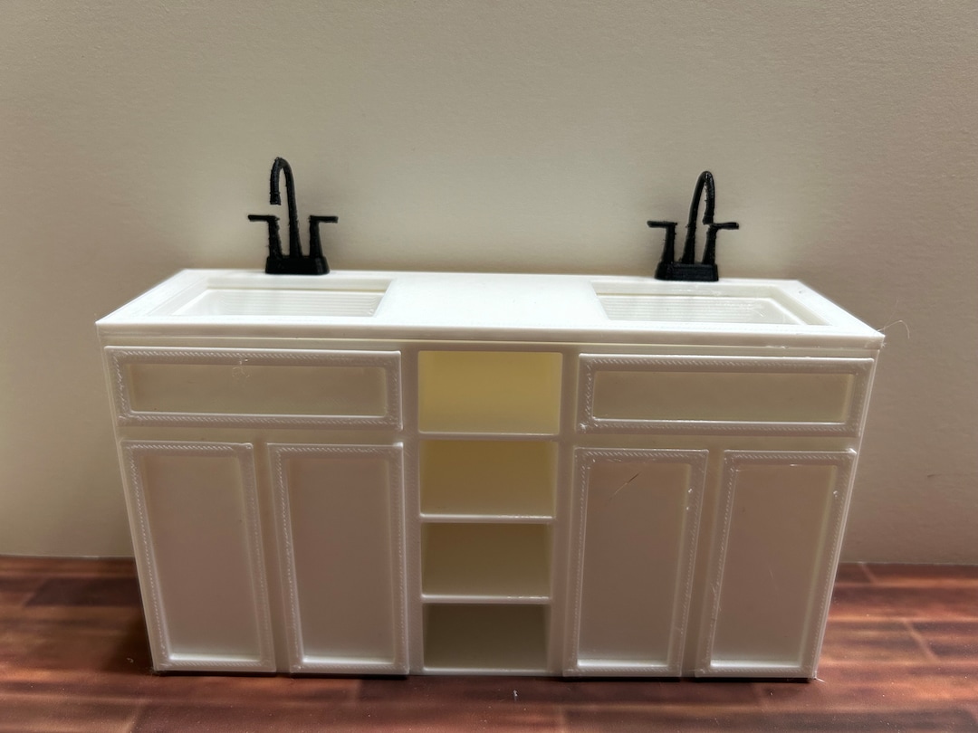 1:12 Scale Vanity 2 Sinks Farmhouse Style Miniature, Bathroom Sink - Etsy