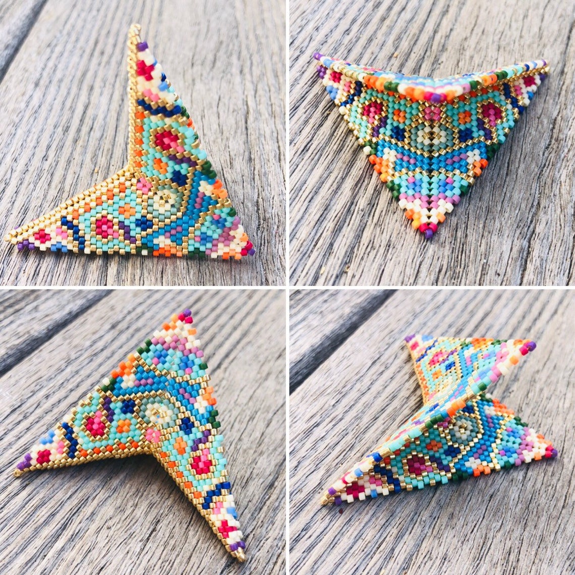 N1 _ Etoile 3D Peyote Mandala / 3D Peyote Star Beading Pattern / Beaded ...