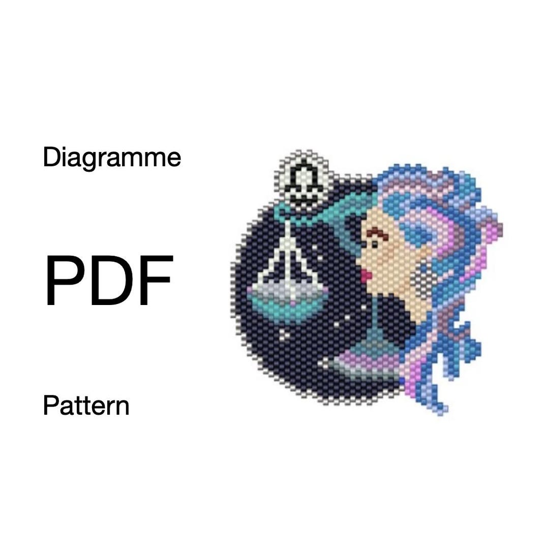 Miyuki Bead Weaving Chart Zodiac - Libra - Brickstitch and Peyote - Etsy