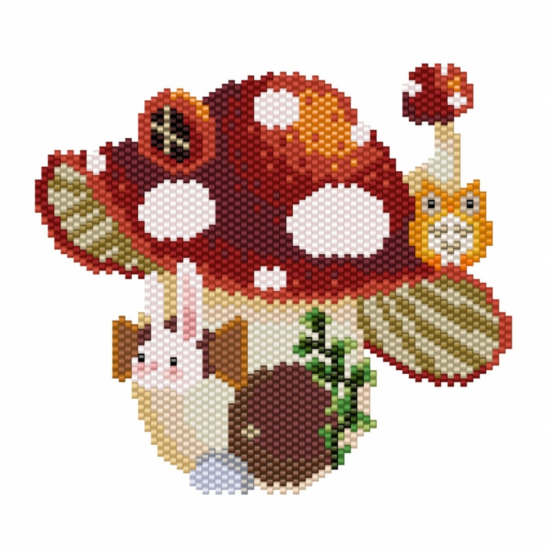 Mushroom and Rabbit House Beading Pattern - Etsy