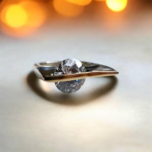 Sterling Silver Asymmetric Crystal Ring – Geometric Statement Jewelry ...