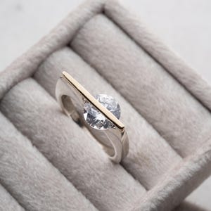 Sterling Silver Asymmetric Crystal Ring – Geometric Statement Jewelry ...