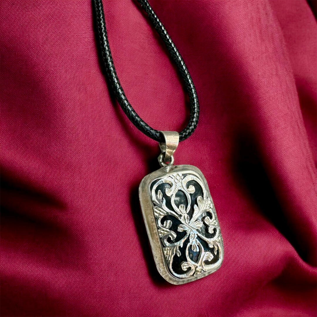 Oltu Jet Stone Necklace: 925 Sterling Silver, Healing Stone - Etsy