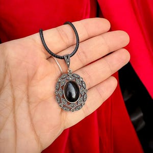 Jet Stone Necklace | “oltu” Stone | Healing Stone | 925 Sterling Silver ...