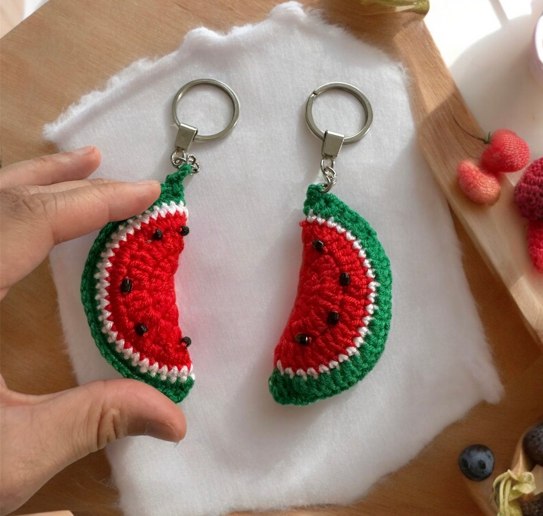 Watermelon Handcrocheted Keychain | Keyring Summer Accessories - Etsy