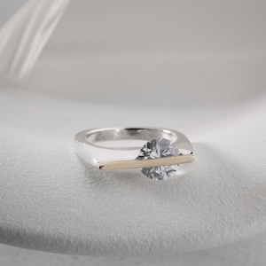Sterling Silver Asymmetric Crystal Ring – Geometric Statement Jewelry ...