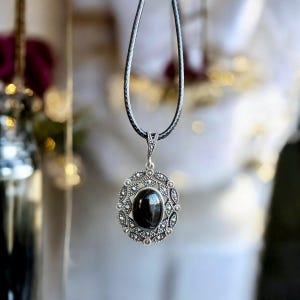 Jet Stone Necklace | “oltu” Stone | Healing Stone | 925 Sterling Silver ...