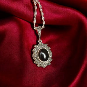 Jet Stone Pendant Necklace | Oltu Stone | Natural Healing Stone | 925 ...