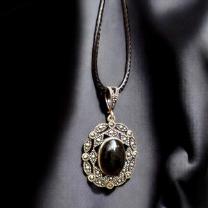 Jet Stone Necklace | “oltu” Stone | Healing Stone | 925 Sterling Silver ...