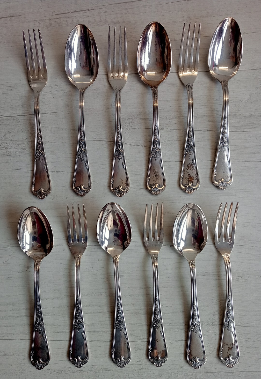 Ercuis Louis XV Silver Plated Flatware 12 Dinner Pieces - Etsy