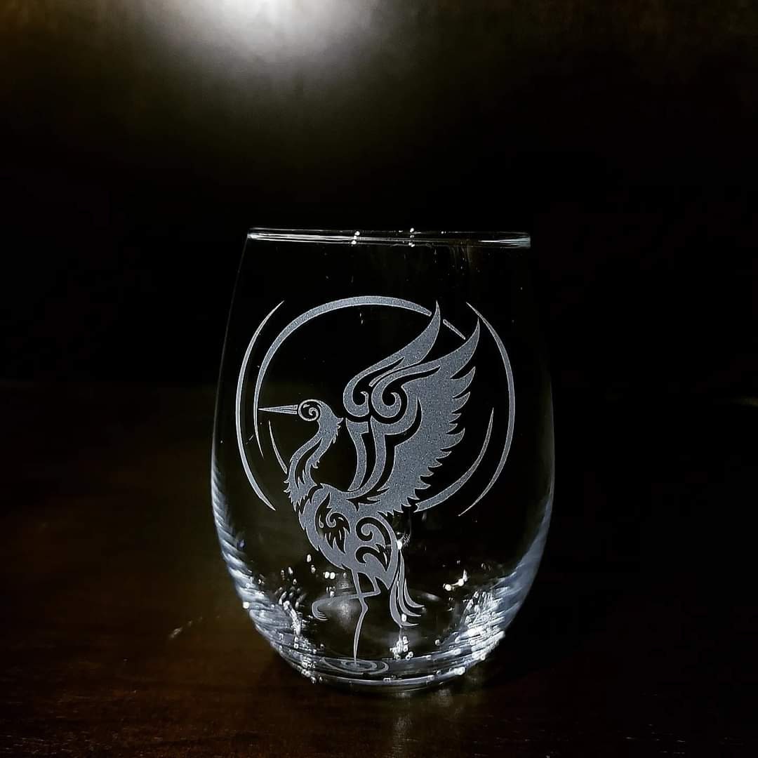 Tribal Heron Stemless Wine Glass, Bridesmaid Gift, Bridesmaid Glasses ...