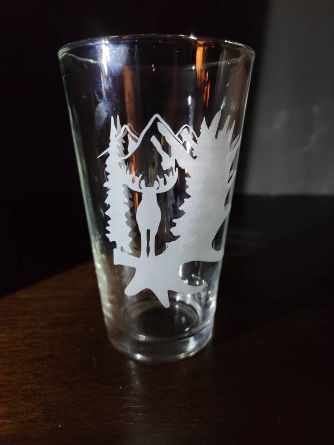 Etched Moose Pint Glass, Custom Pint, Unique Gift, Fathers Day, Etched ...