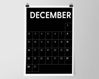 Black white calendar | Etsy