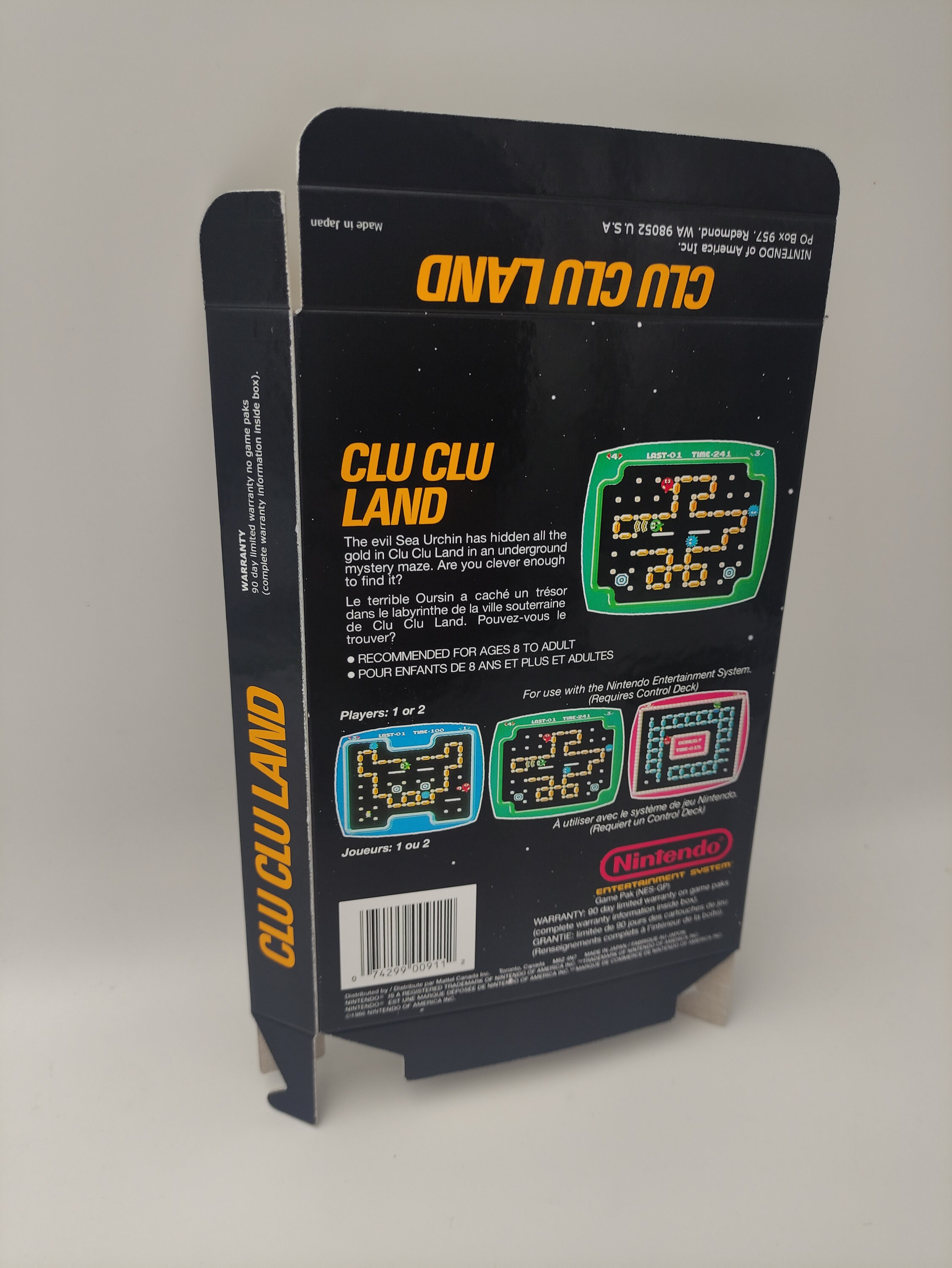 Clu Clu Land - Replacement Box, Dust Cover, Block - NES - PAL or NTSC ...