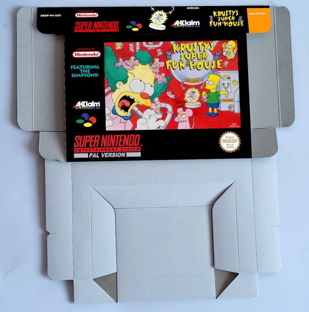 Krusty's Super Fun House - Replacement Box With Inner Tray Option - PAL or NTSC - SNES - Thick ...