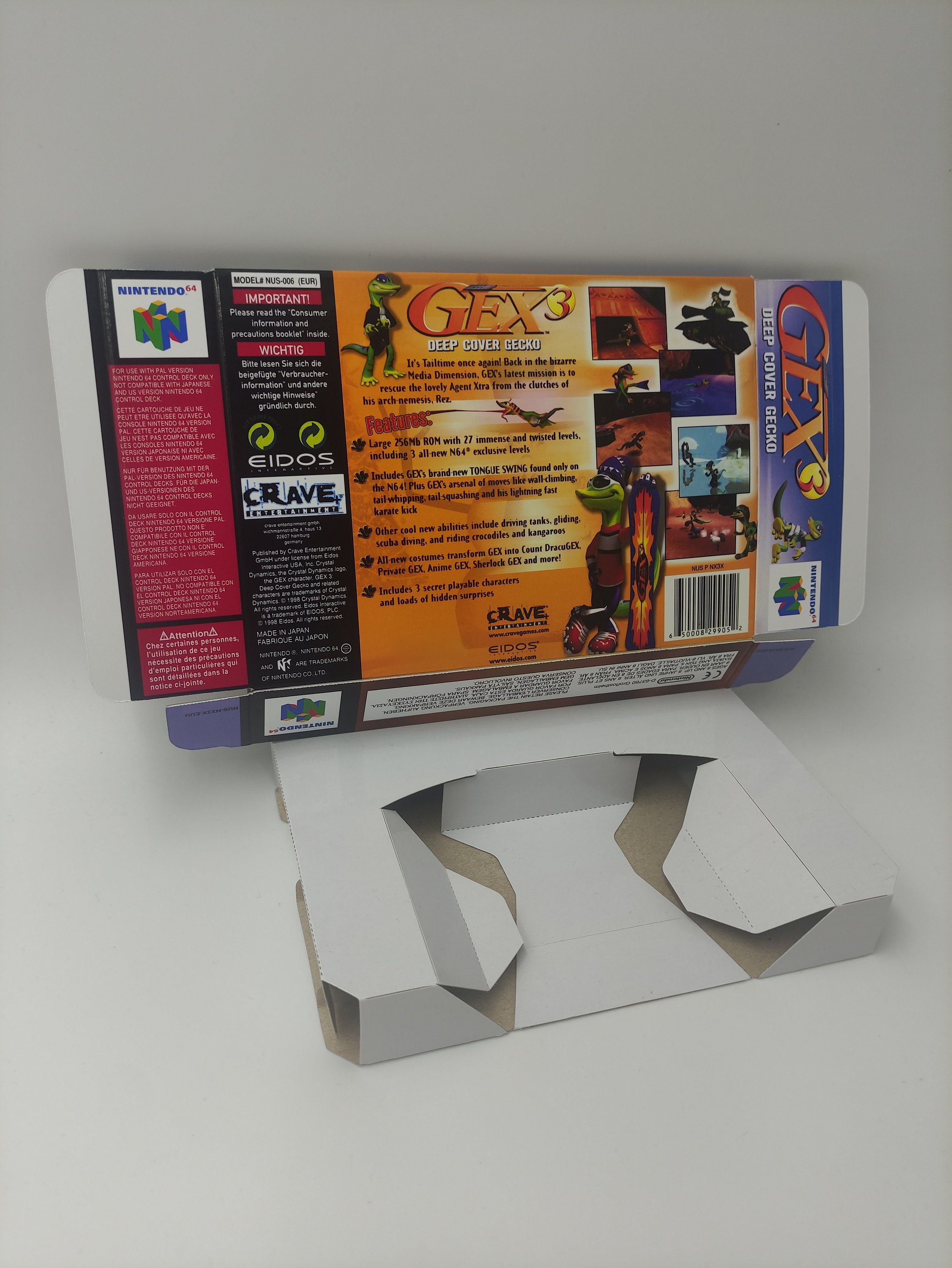 Gex 3: Deep Cover Box With Inner Tray Option Nintendo 64 Thick ...