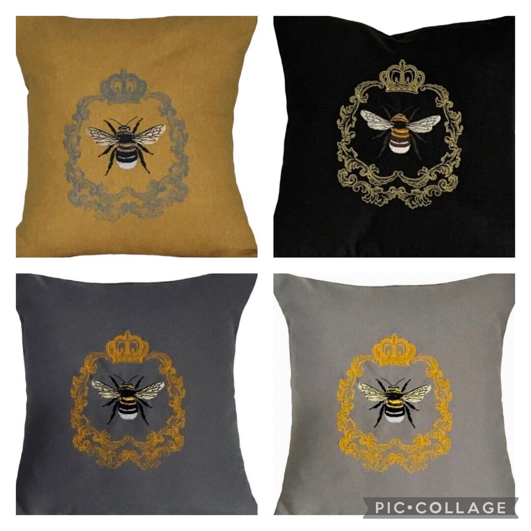 Queen Bee Embroidered Cushion Cover 12 14 16 18 - Etsy