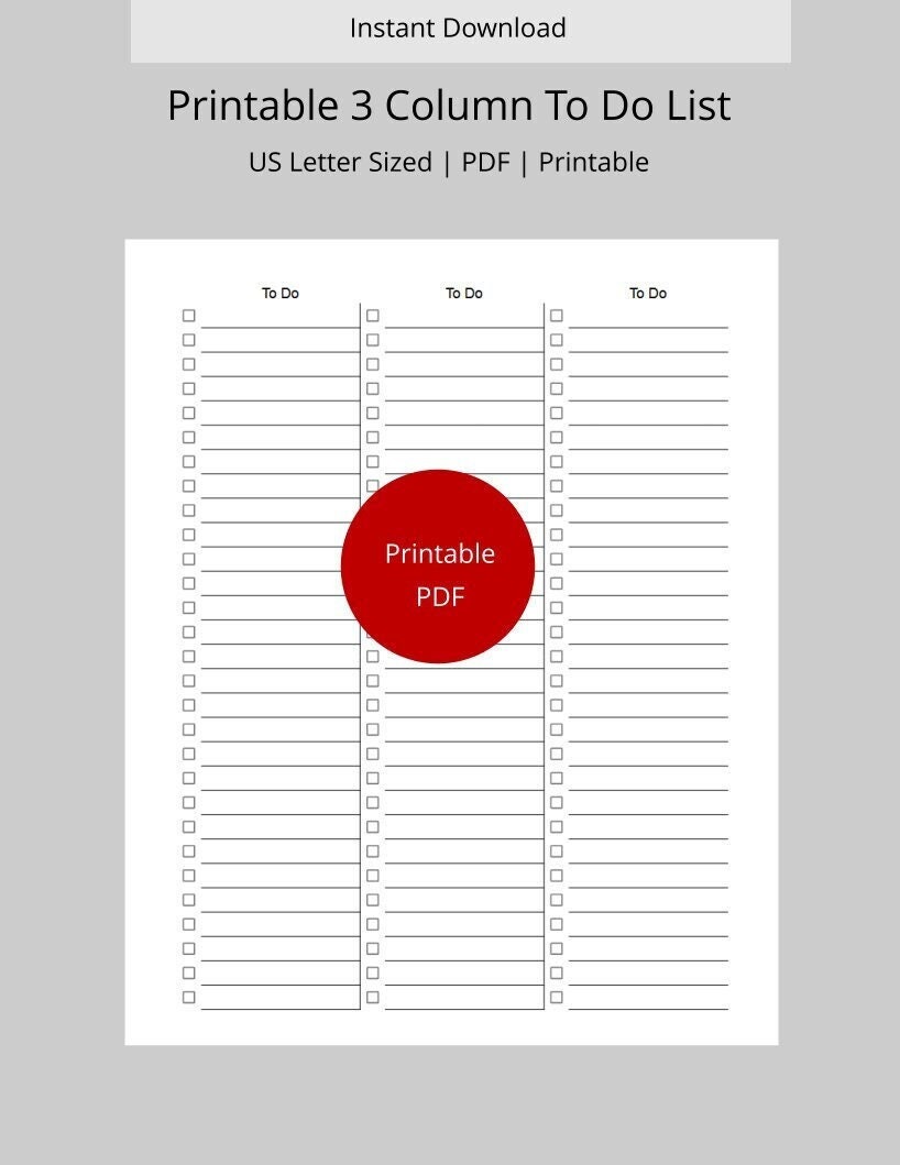 Printable 3 Column to Do List - Etsy