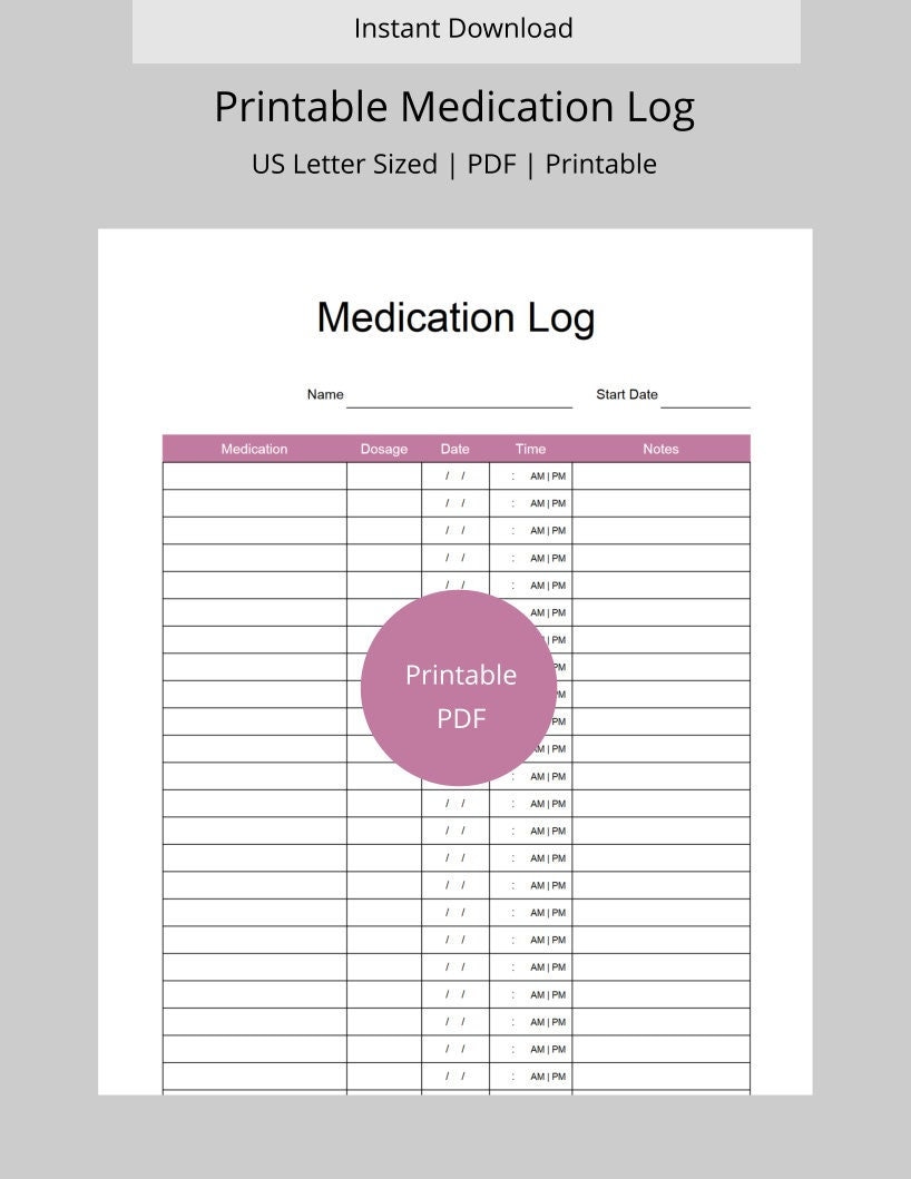 Printable Medication Log - Etsy