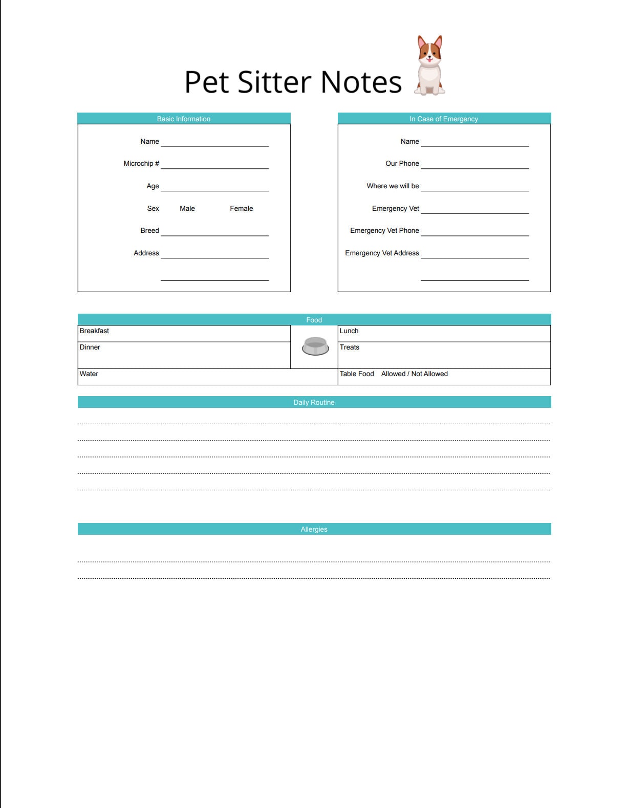 Printable Pet Health, Vaccination, and Information Record Tracker - Etsy