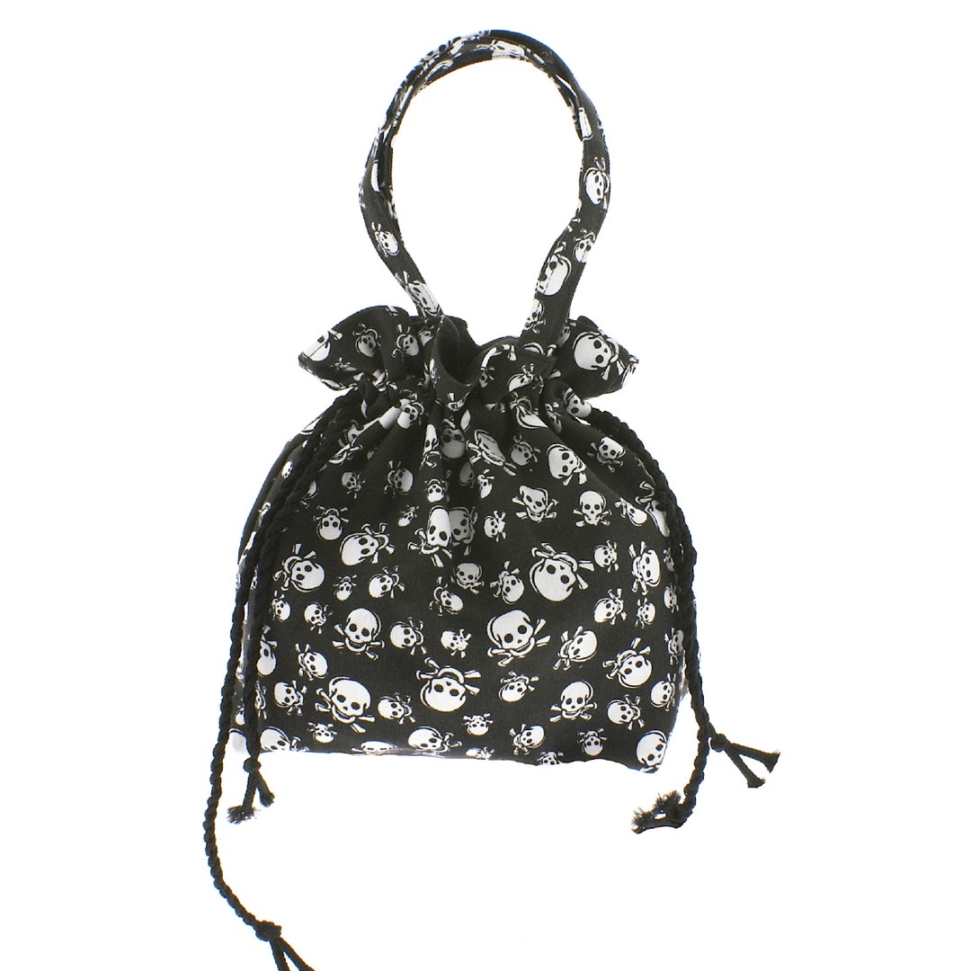 Womens Gothic Handbag Drawstring Bucket Black White Bag Handbag Griddle ...