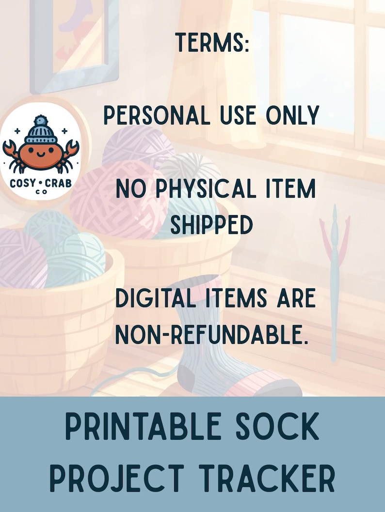 Printable Sock Knitting / Crochet Tracker | Digital Download | Yarn ...