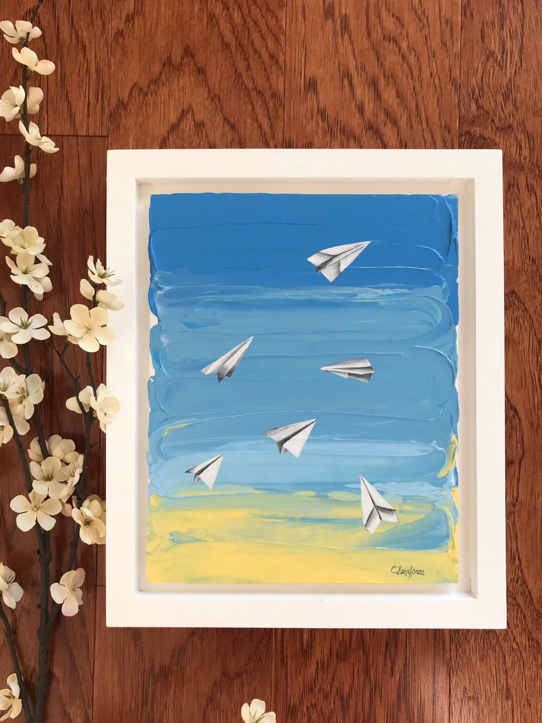 Paper Planes on a Textured Sky Original Acrylic Painting - Etsy