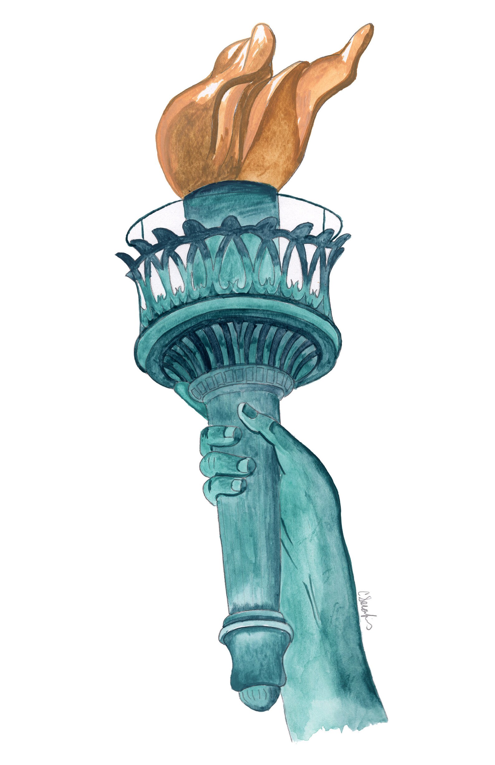 Lady Liberty's Torch | Original Art | Watercolor Painting | ART PRINTS ...
