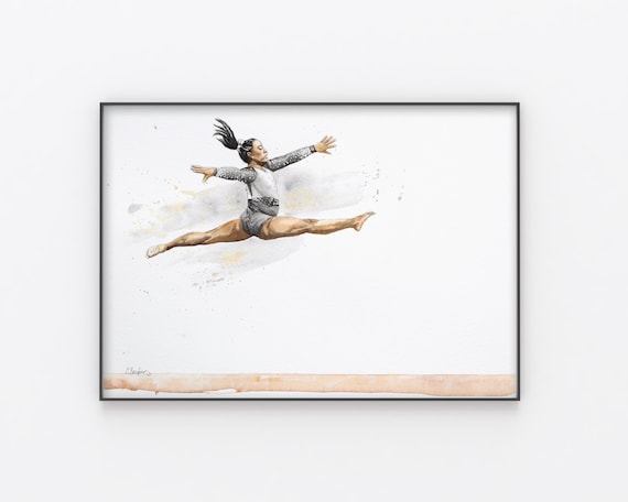 Simone Biles Gymnast Original Art Watercolor Painting - Etsy