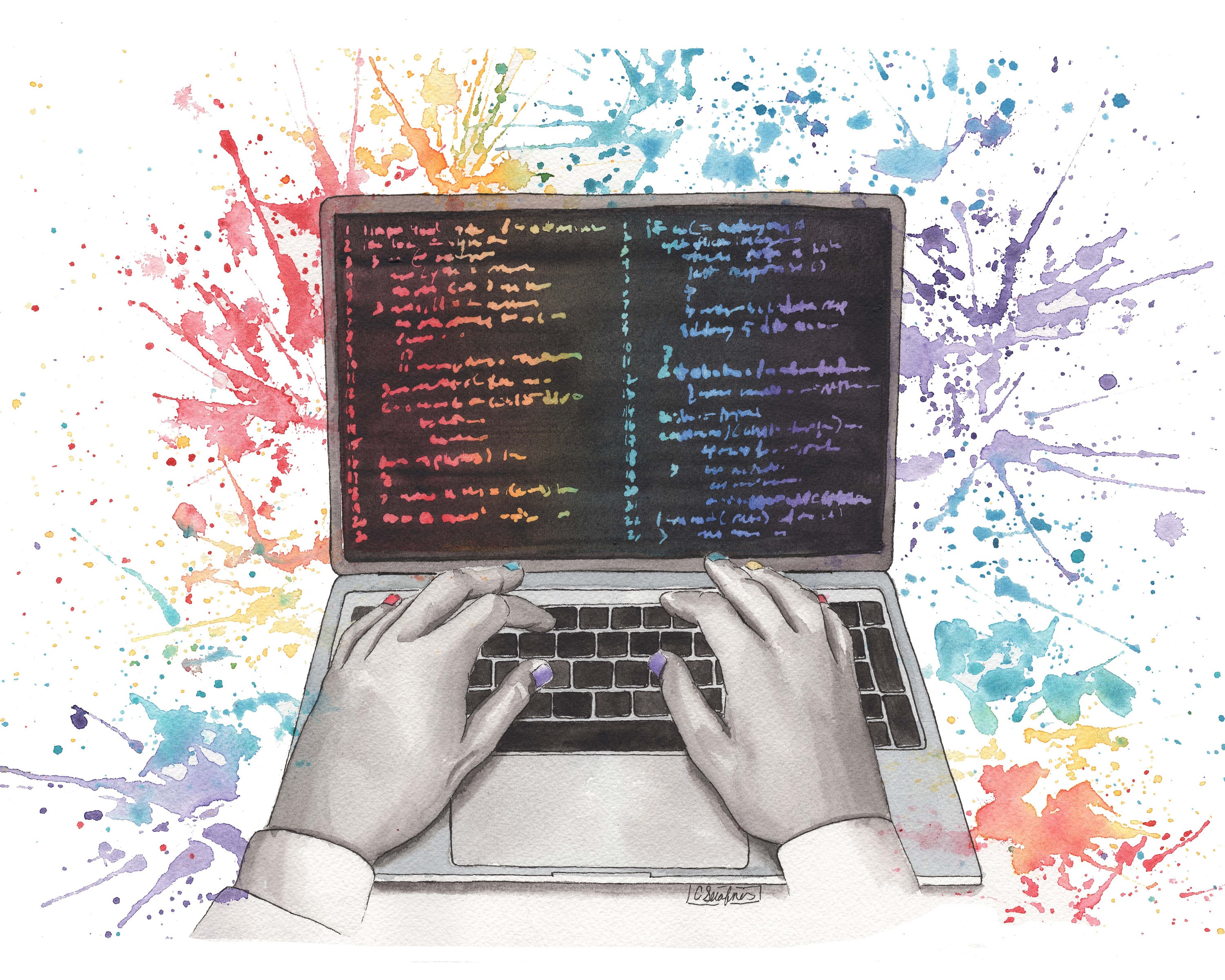 Colorful Computer Science | Programming | Coding | Watercolor Painting ...