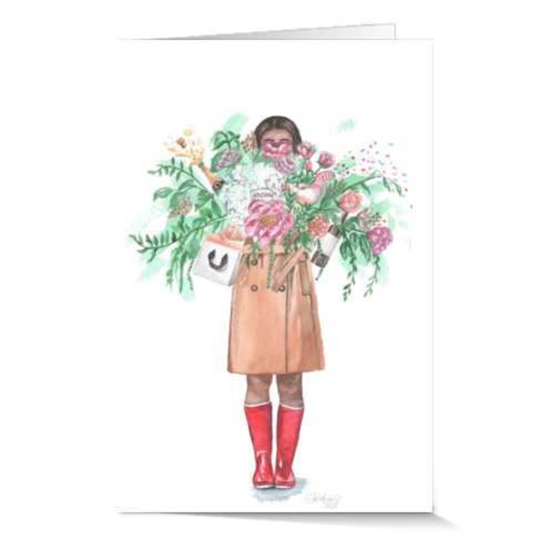 Flower Bouquet | Note Card | Greeting Card - Birthday / Thank You ...