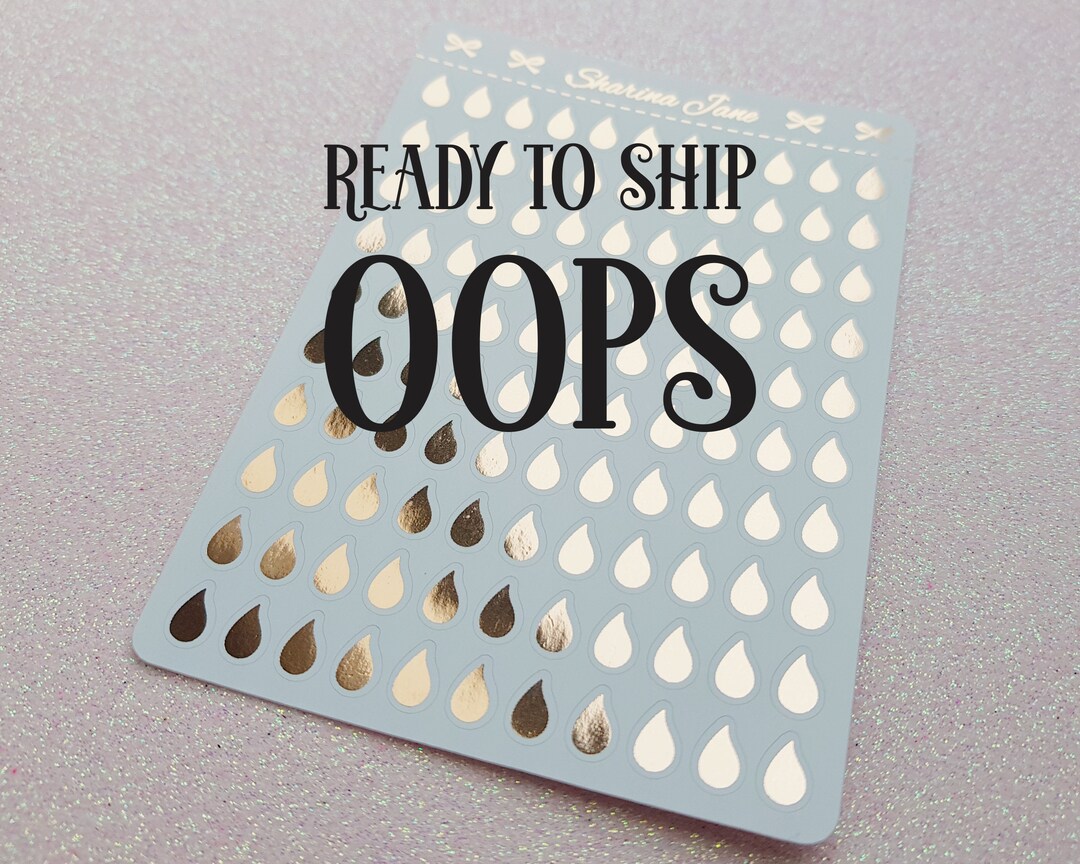 OOPS Period Tracker Planner Stickers - Foiled, Rain Stickers, Water ...