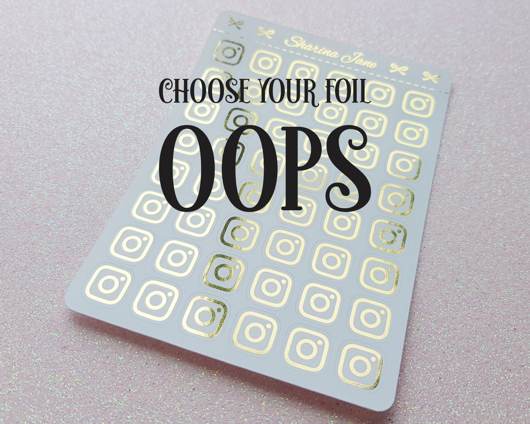OOPS Foil Instagram Icon Planner Sticker, White or Clear Social Media ...