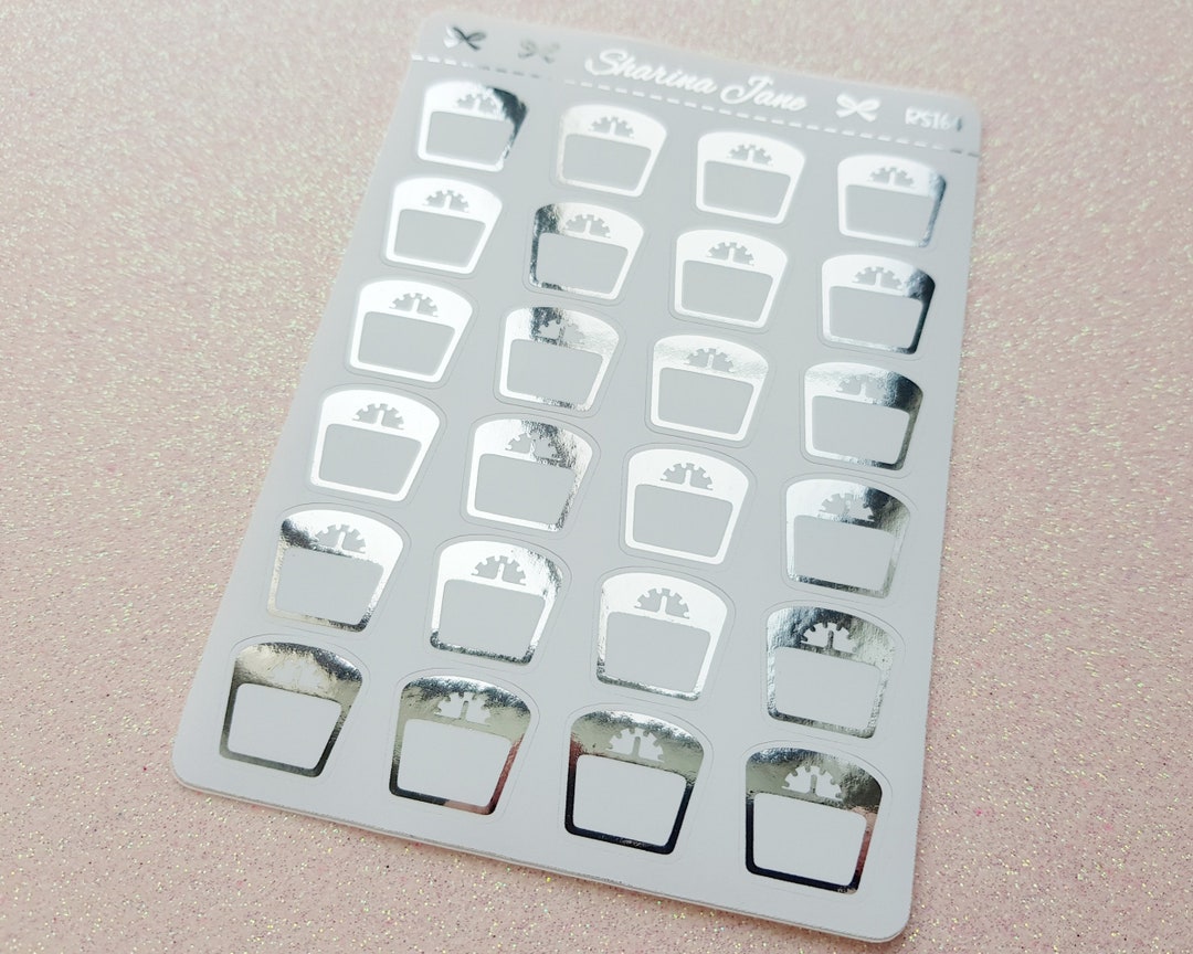 Foil Weight Tracker Bathroom Scales Icon Planner Sticker, Write-on ...