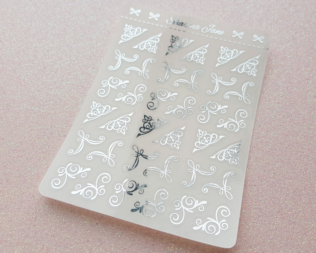 Foiled Swirly Corner Overlay Planner Stickers, Deco Corner Overlay ...