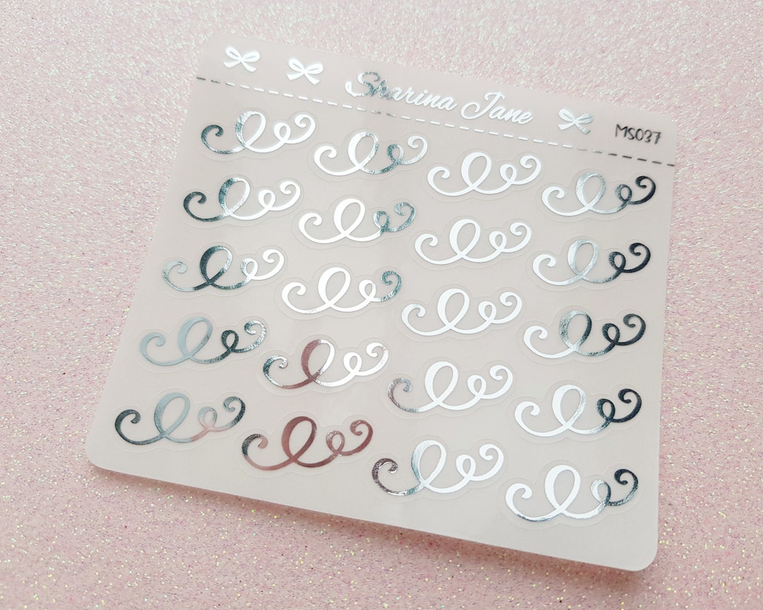 Foil Clear Curly Swash Planner Stickers - Mini Sheet, Clear Foil Deco ...