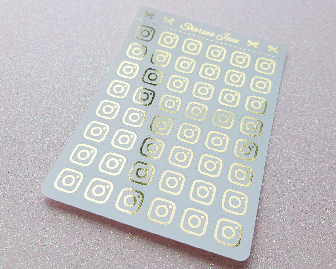 Foil Instagram Icon Planner Sticker, White or Clear Social Media Icon ...