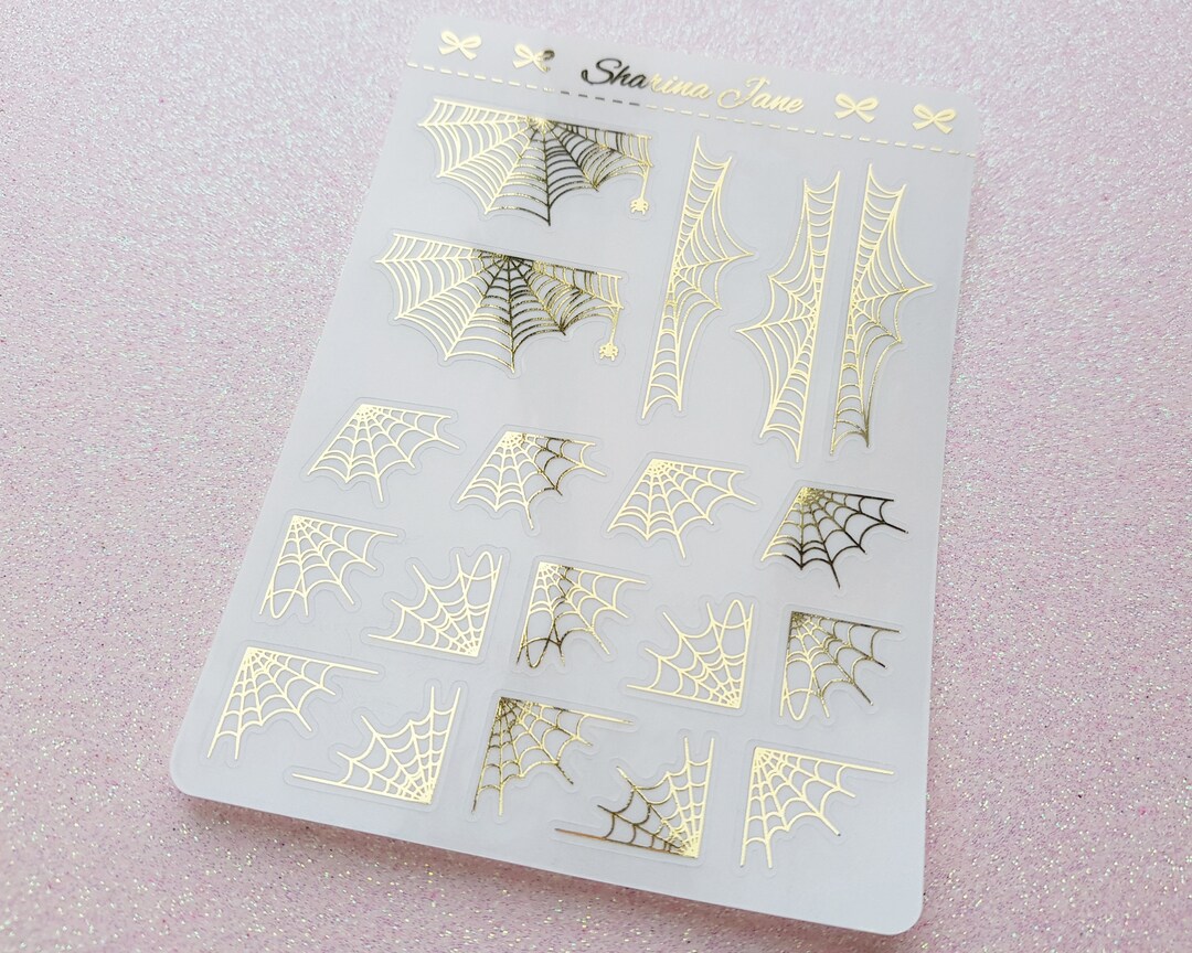 Foiled Spider Web Overlay Planner Stickers, Spider Web Corner Overlays ...