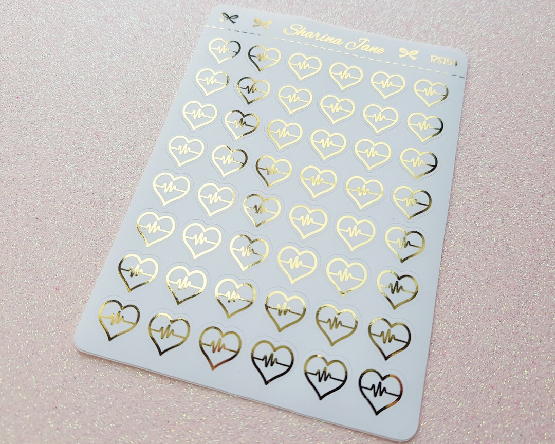 Foil Beating Heart Icon Planner Sticker, White or Clear Cardio Workout ...