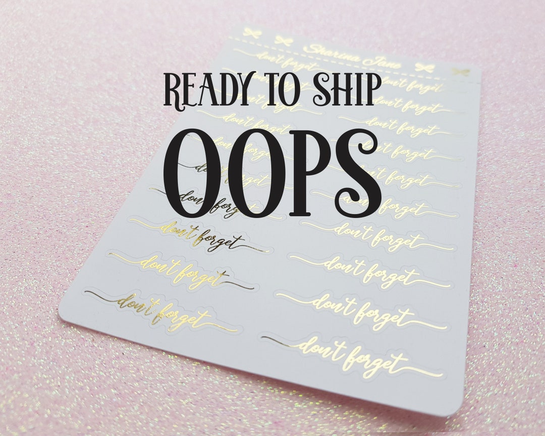 OOPS Foiled Don't Forget Script Planner Stickers, Planner Word Scripts ...