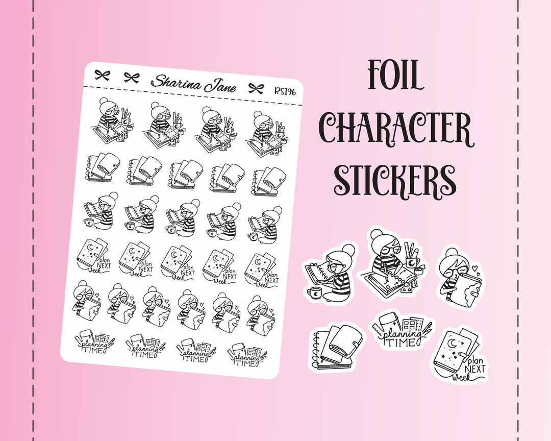 Sally-ann Planning Time Foil Character Icon Planner Stickers, Cute ...