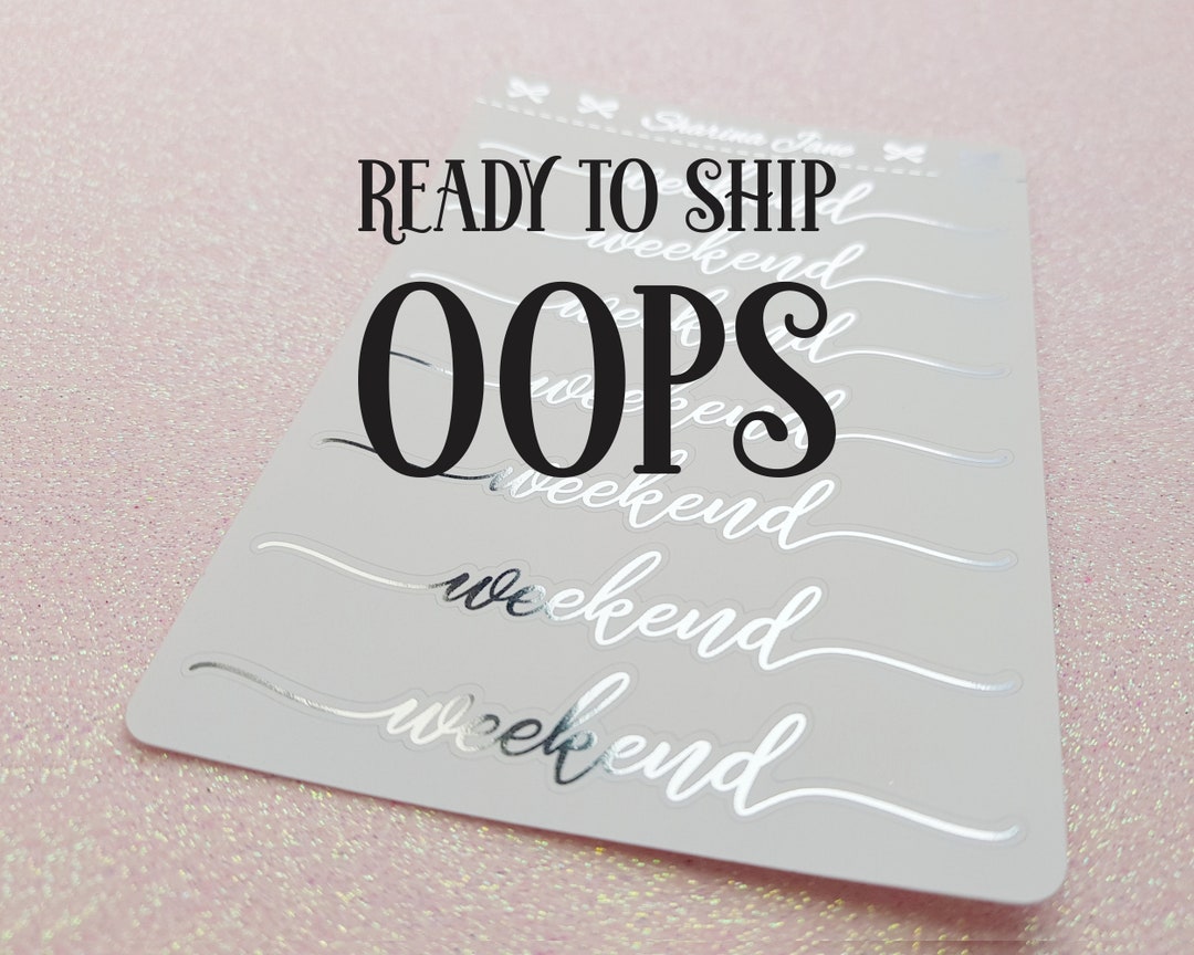 OOPS Foiled Weekend Script Planner Stickers - Double Box Weekend Banner ...