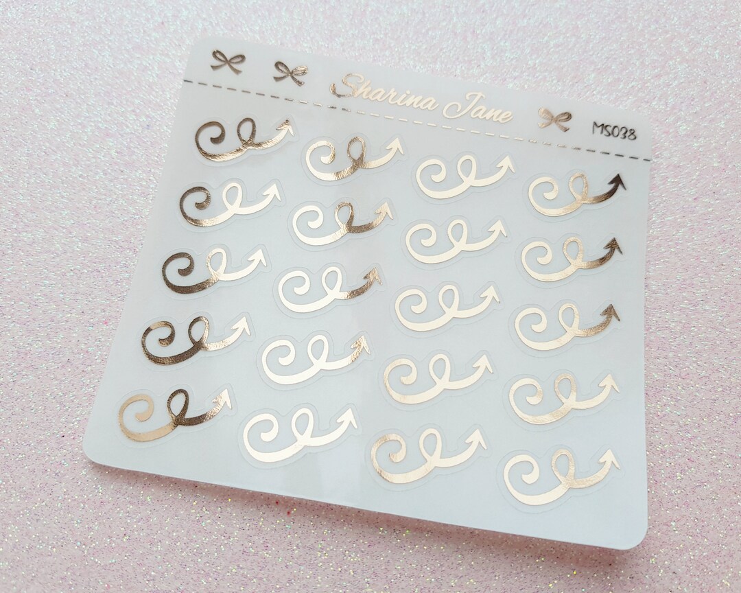 Foil Clear Curly Arrow Planner Stickers - Mini Sheet, Foil Deco ...