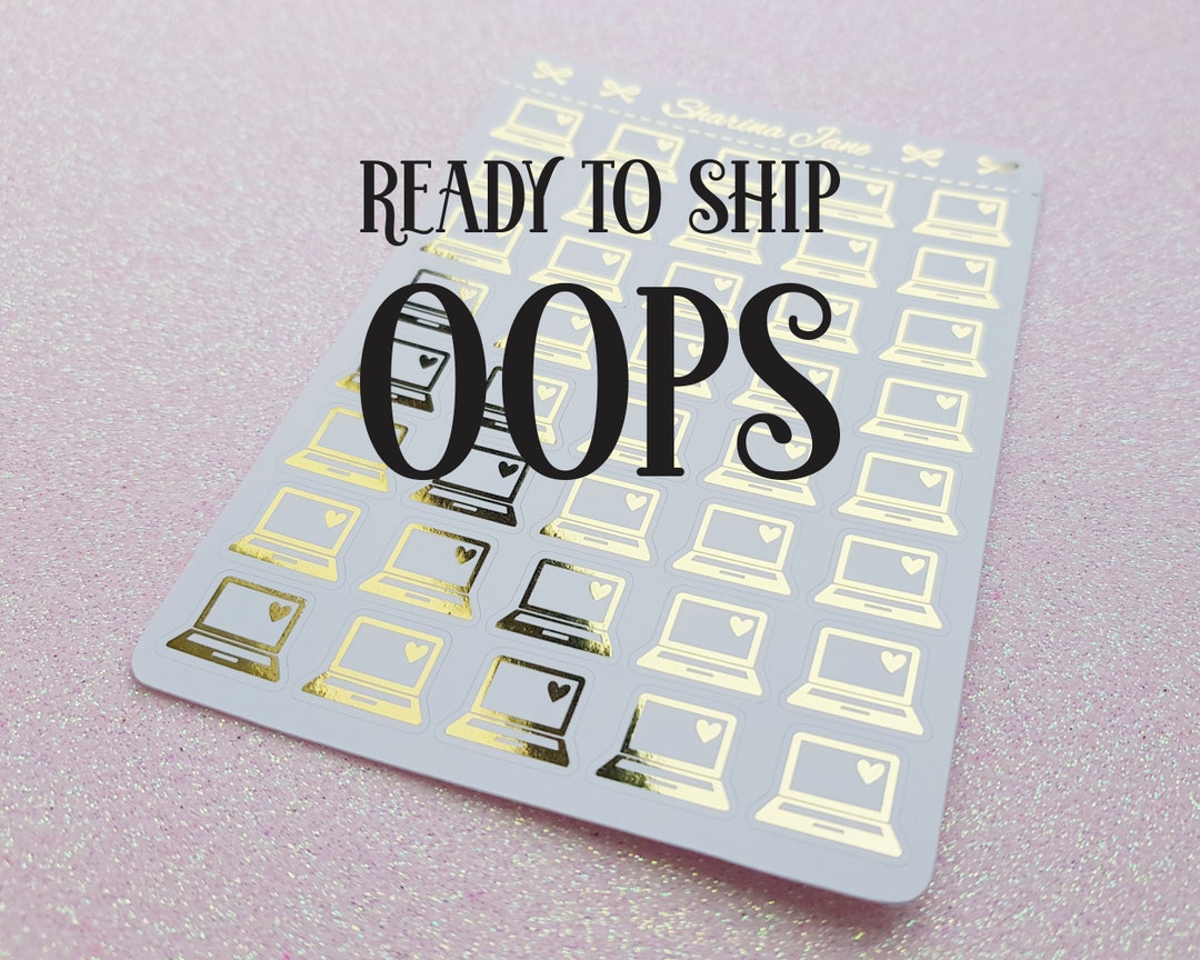 OOPS Foil Laptop Icon Planner Stickers, White or Clear Laptop Stickers ...