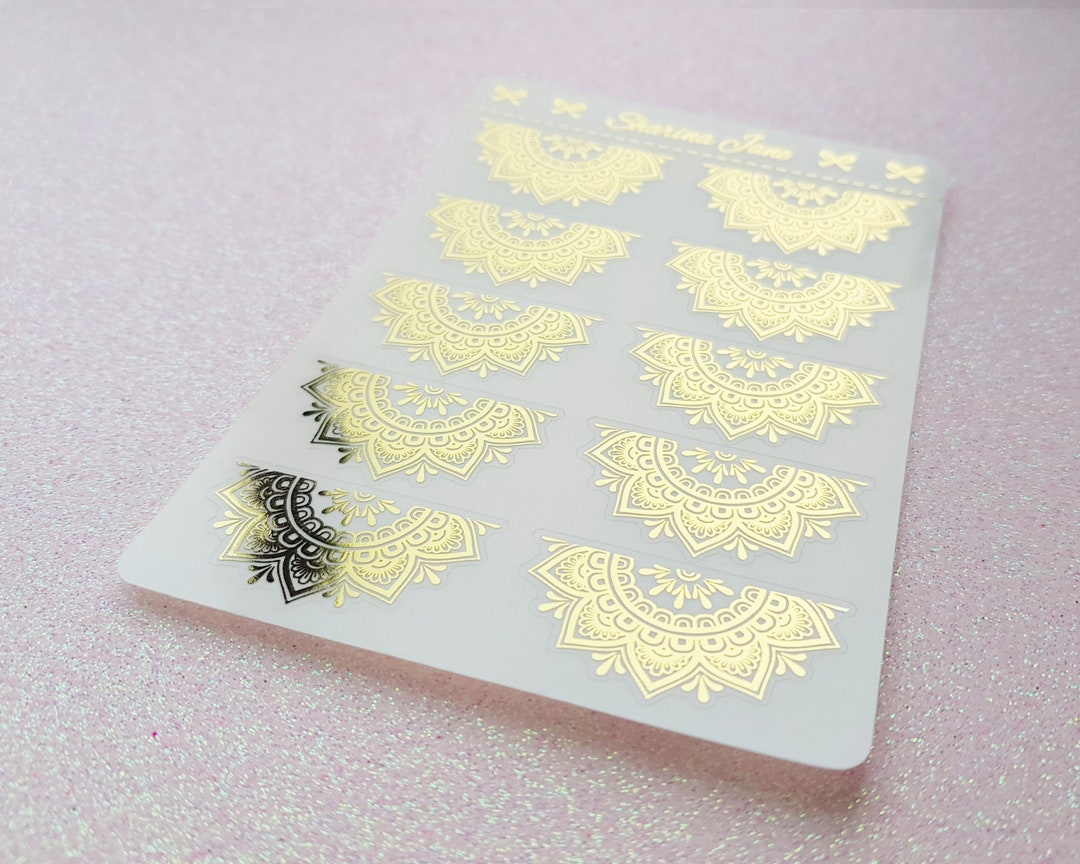 Foiled Mandala Clear Half Box Overlay Planner Stickers, Lace Mandala ...