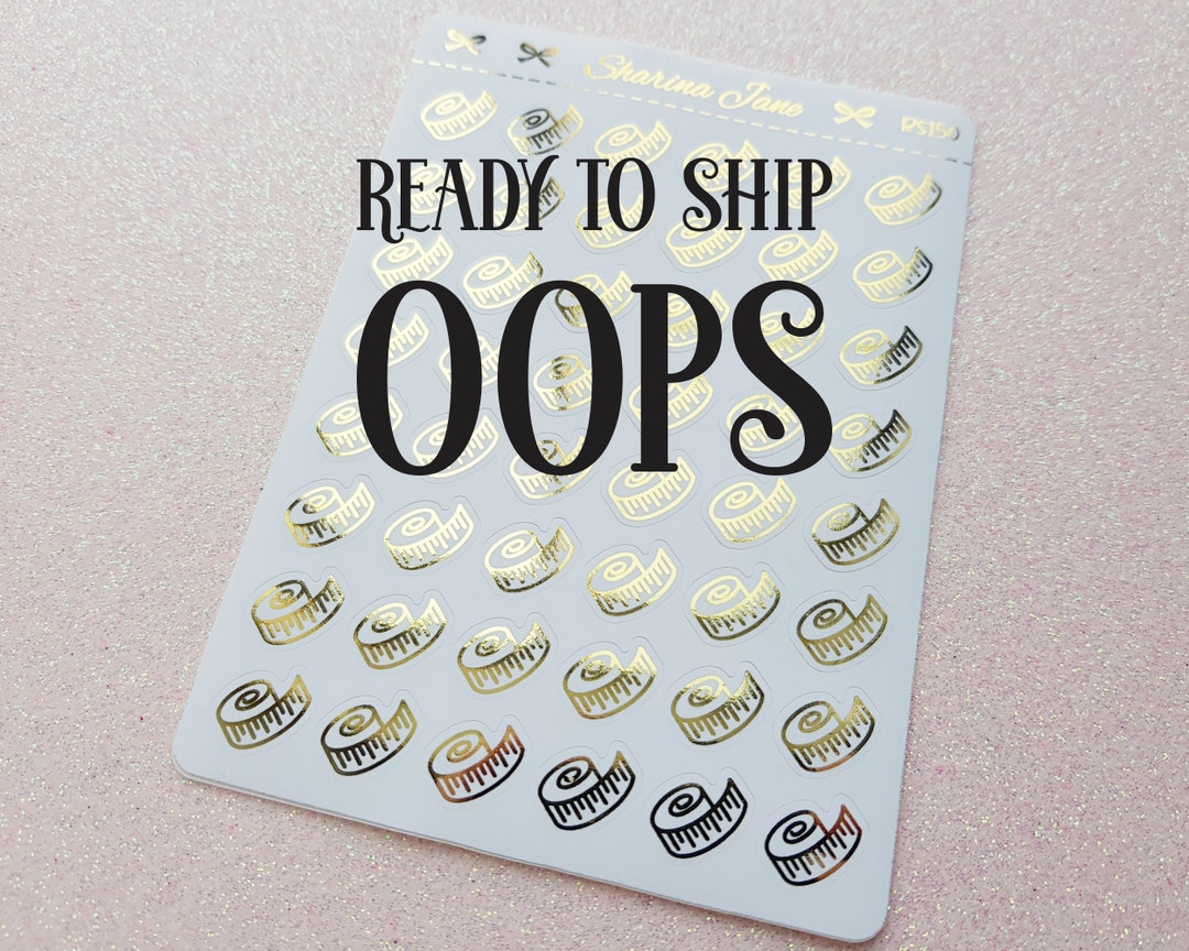 OOPS Foil Measuring Tape Icon Planner Stickers, Weigh in Stickers ...