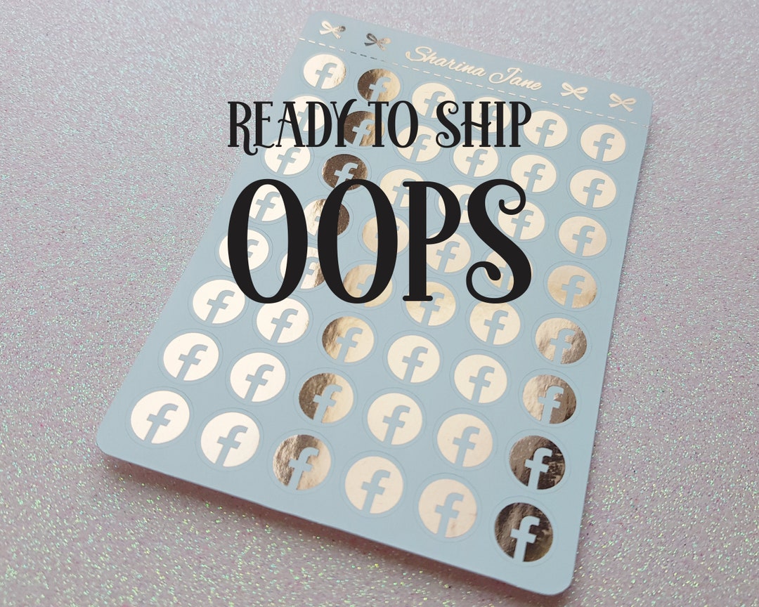 OOPS Foil Facebook Icon Planner Sticker, Social Media Icon, Facebook ...